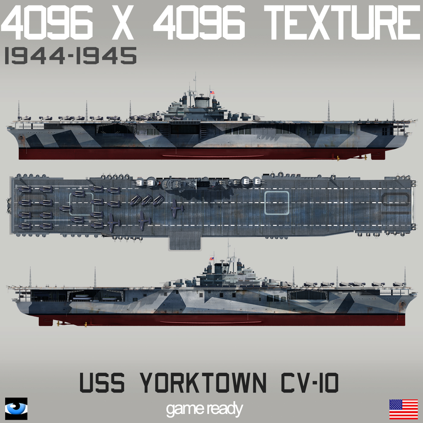Uss yorktown cv-10 cv 3D model - TurboSquid 1412155