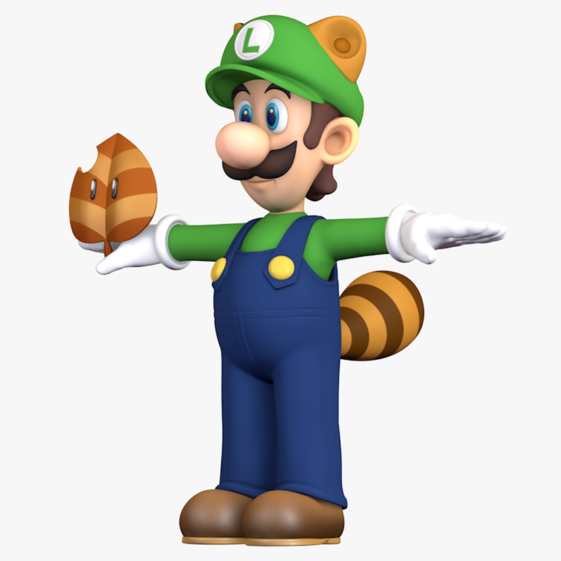 Cauda de guaxinim Luigi Super Mario Bros personagem - Super Leaf Modelo ...