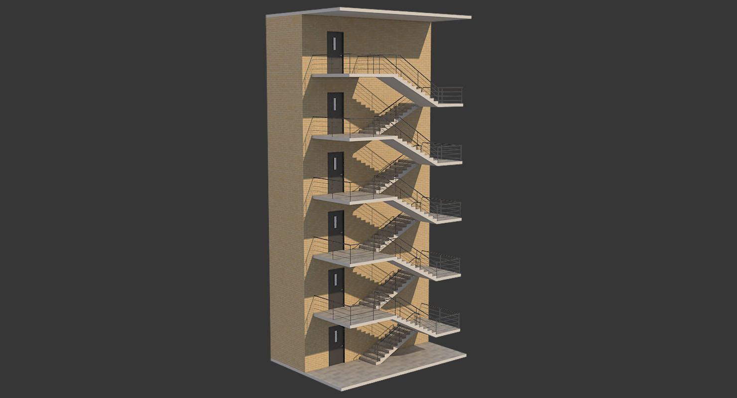 3D model emergency exit stairs 1 - TurboSquid 1413269