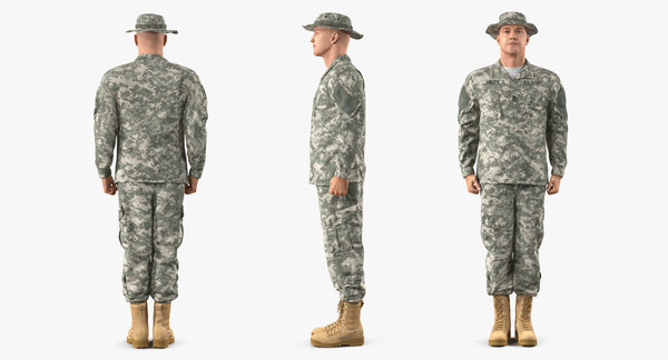 modèle 3D de Soldat américain debout au garde-à-vous - TurboSquid 1413561