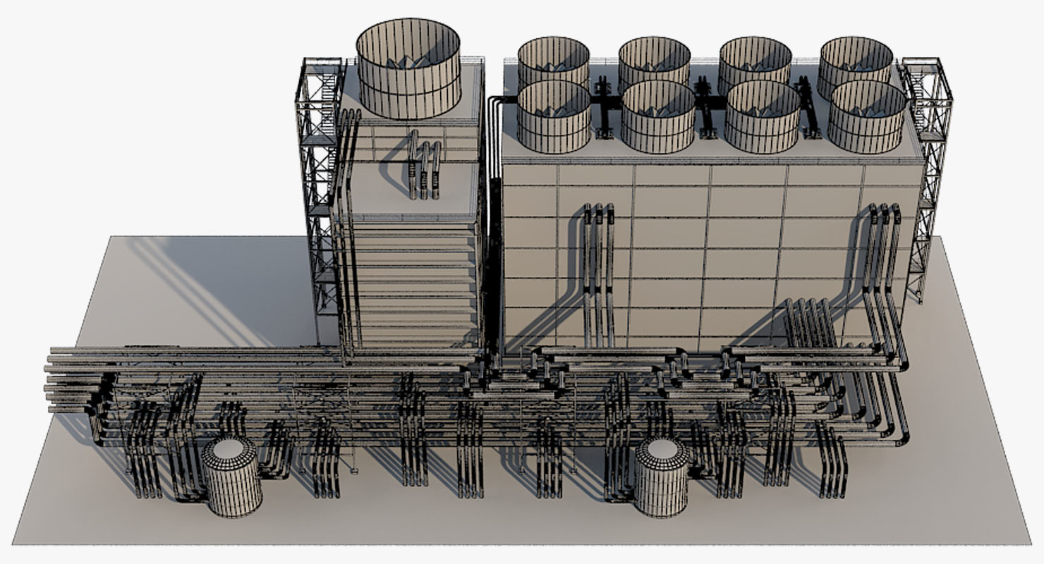 3D industrial cooling tower 3 - TurboSquid 1413743