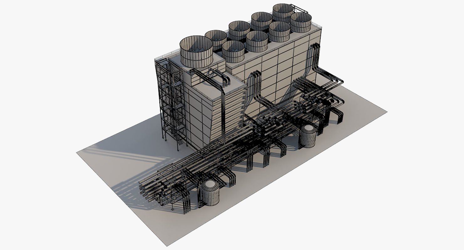 3D industrial cooling tower 3 - TurboSquid 1413743