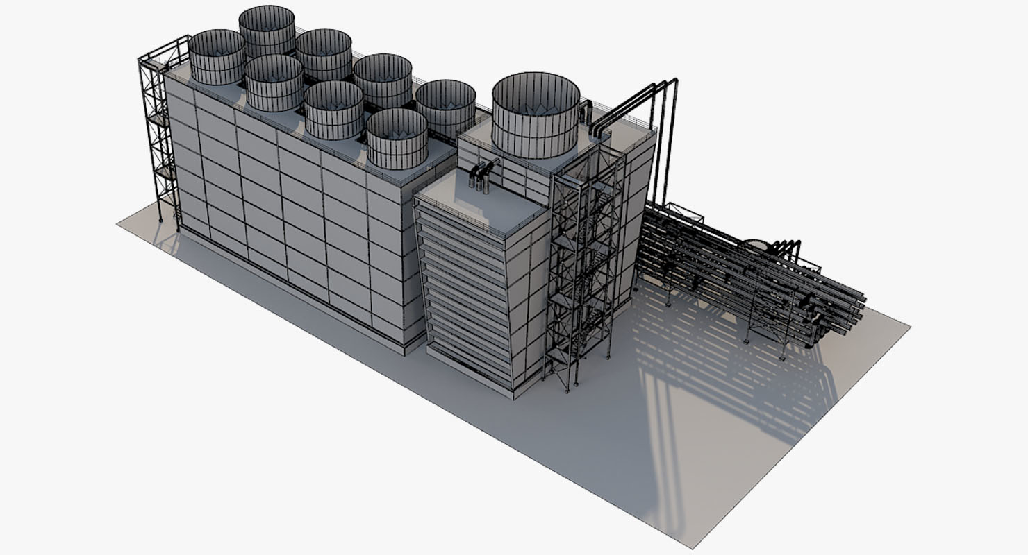 3D industrial cooling tower 3 - TurboSquid 1413743