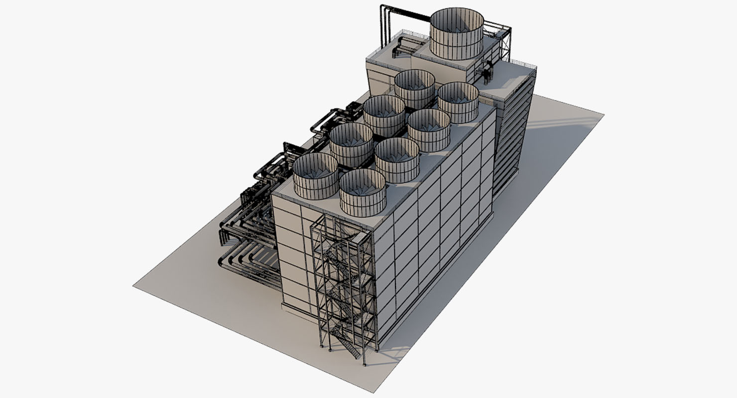 3D industrial cooling tower 3 - TurboSquid 1413743