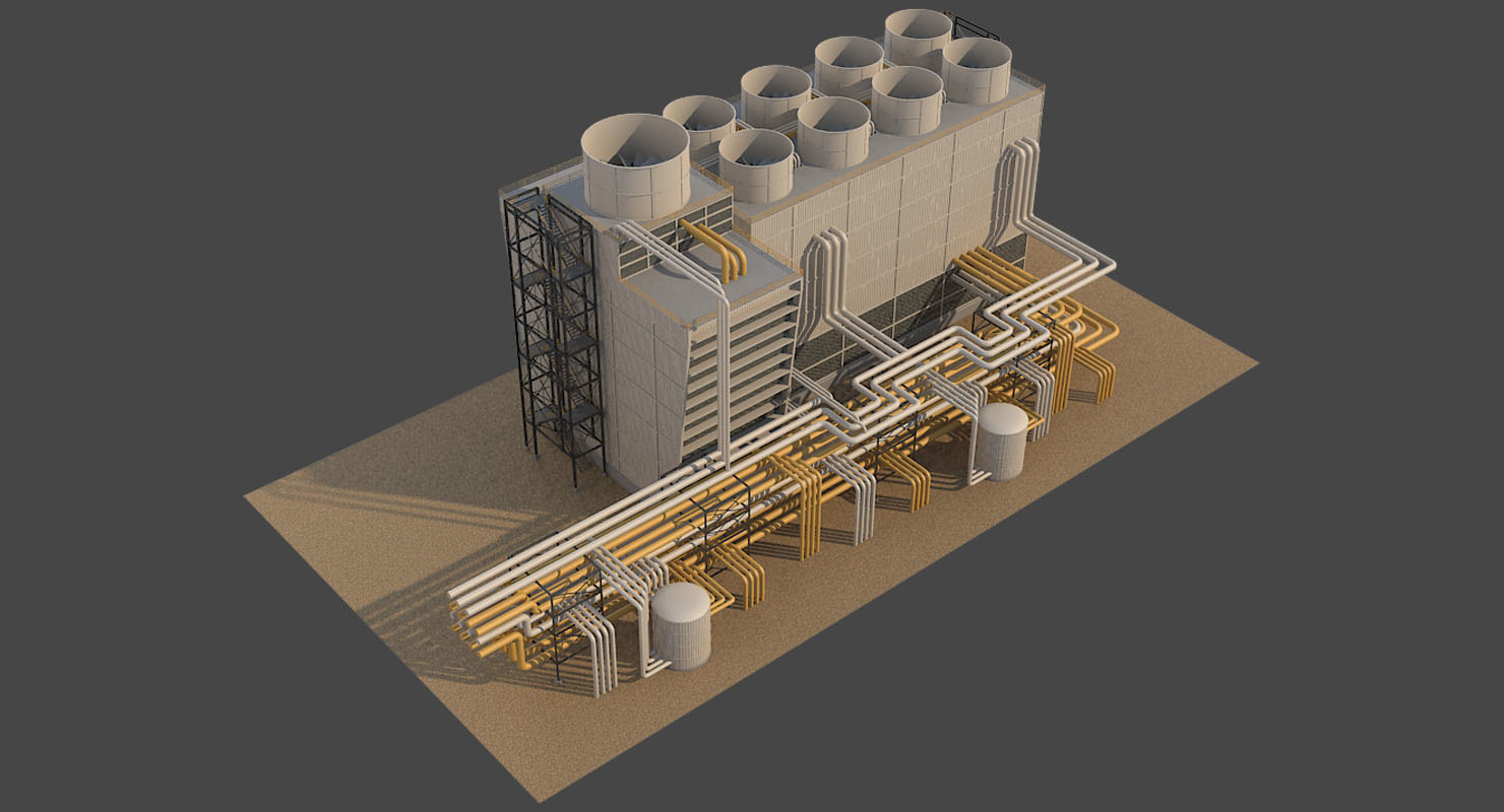 3D industrial cooling tower 3 - TurboSquid 1413743
