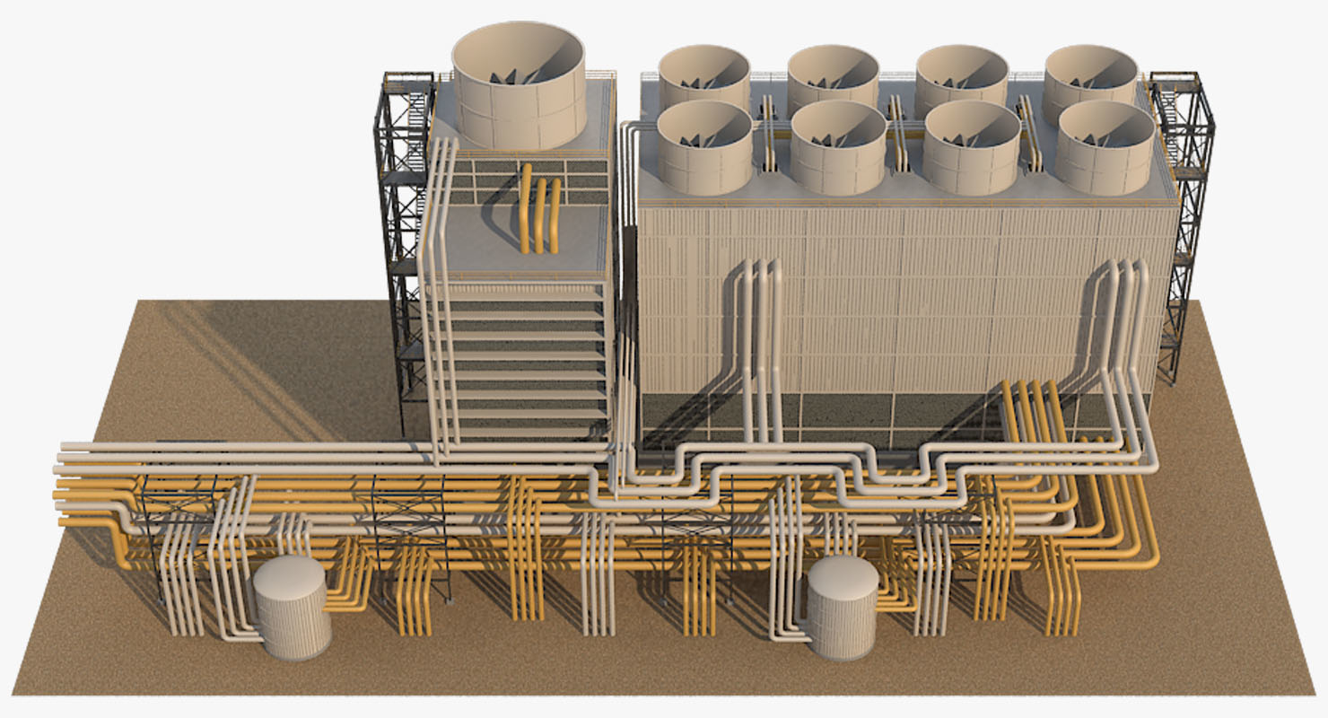 3D industrial cooling tower 3 - TurboSquid 1413743