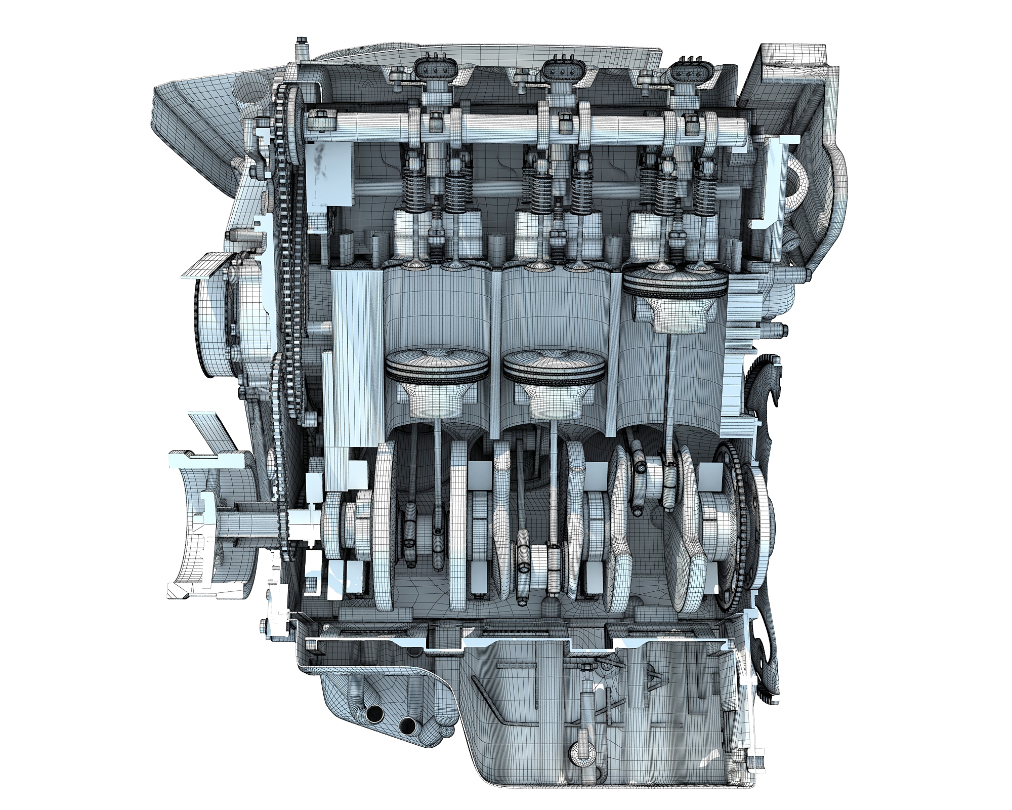 V6 engine cutaway 3D model - TurboSquid 1414605
