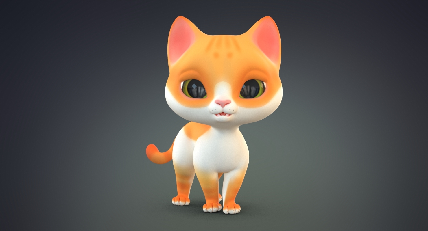 3D cute cartoon cat 2 model - TurboSquid 1414654