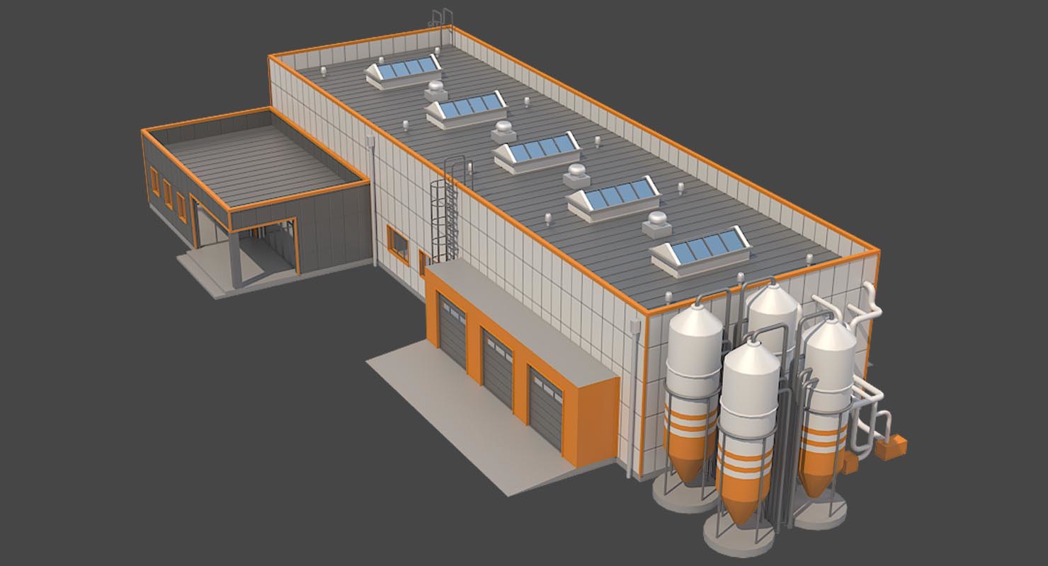 3d industrial building