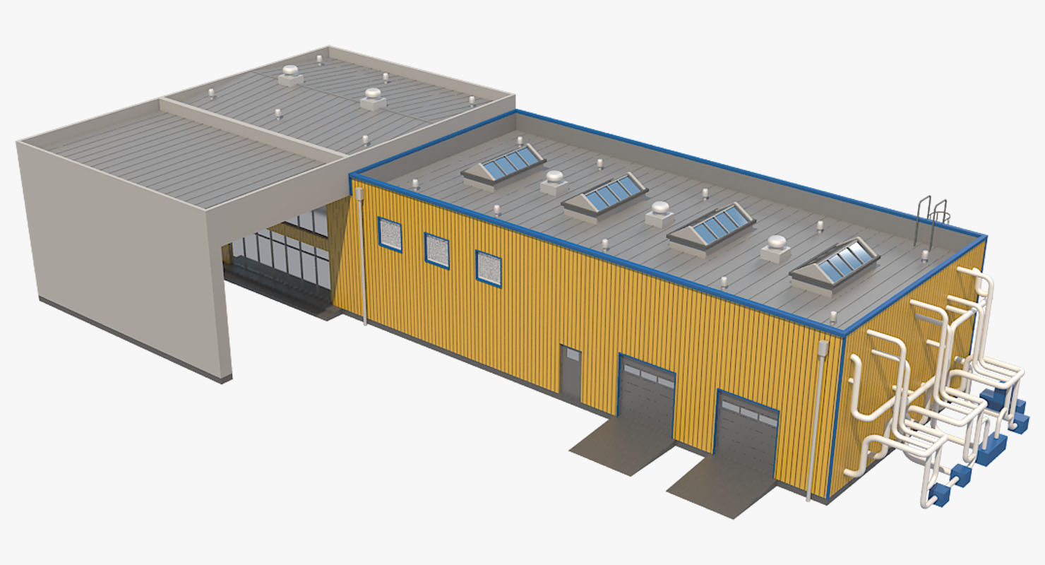 industrial building 3d 3ds