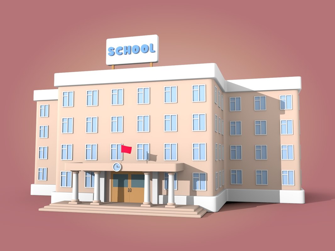 Cartoon school 3D model - TurboSquid 1415037