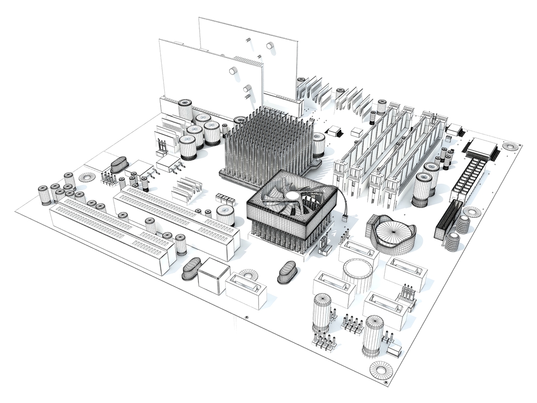 3d model of mother board