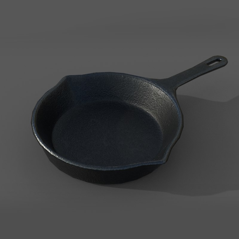 3D cast iron skillet frying pan model - TurboSquid 1412948
