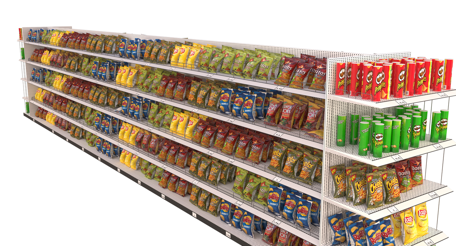 3D grocery store 3 shelves model - TurboSquid 1418061