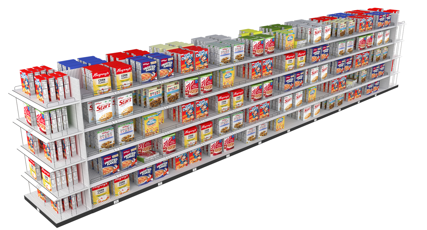 3D grocery store 3 shelves model - TurboSquid 1418061