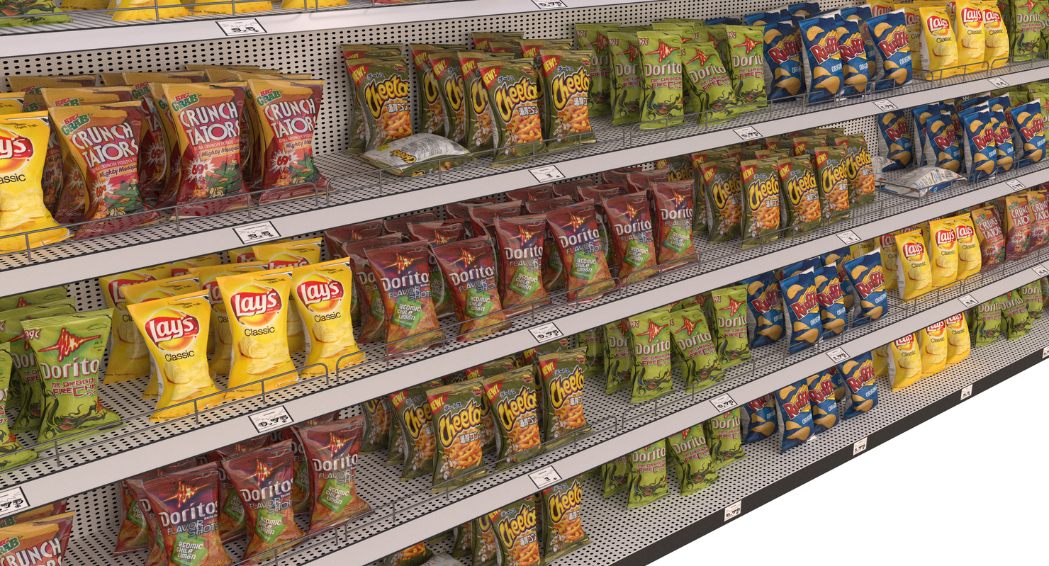 3D grocery store 3 shelves model - TurboSquid 1418061