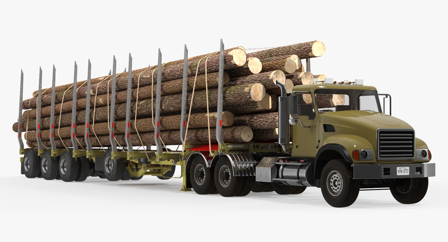 3D truck logging trailer - TurboSquid 1418904