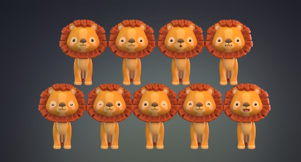 Cute cartoon lion 3D model - TurboSquid 1420189