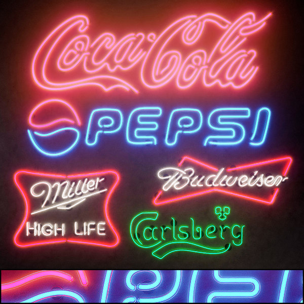 3d neon lights bar sign model