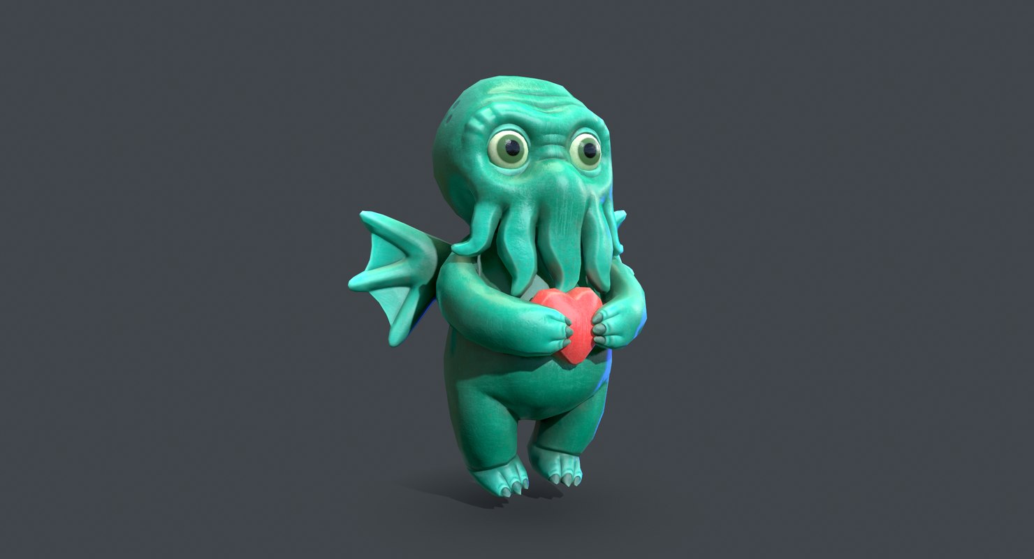 modèle 3D de Cthulhu Jouet avec coeur - TurboSquid 1423162