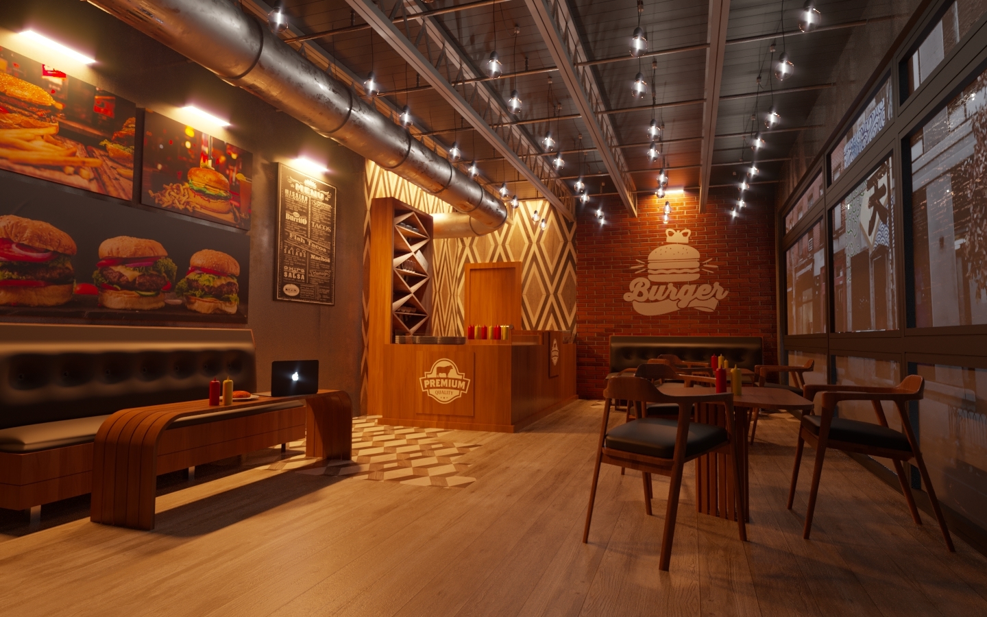 3D scene burger cafeteria style model - TurboSquid 1423738