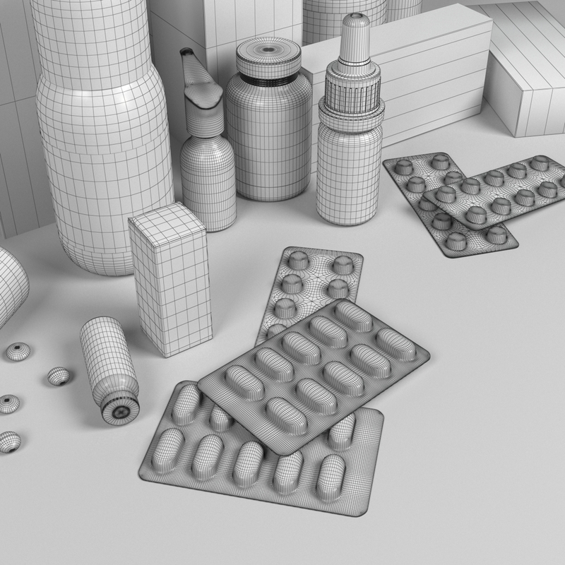 Frasco de Remédio & Pills & Box Pack Modelo 3D - TurboSquid 1423835