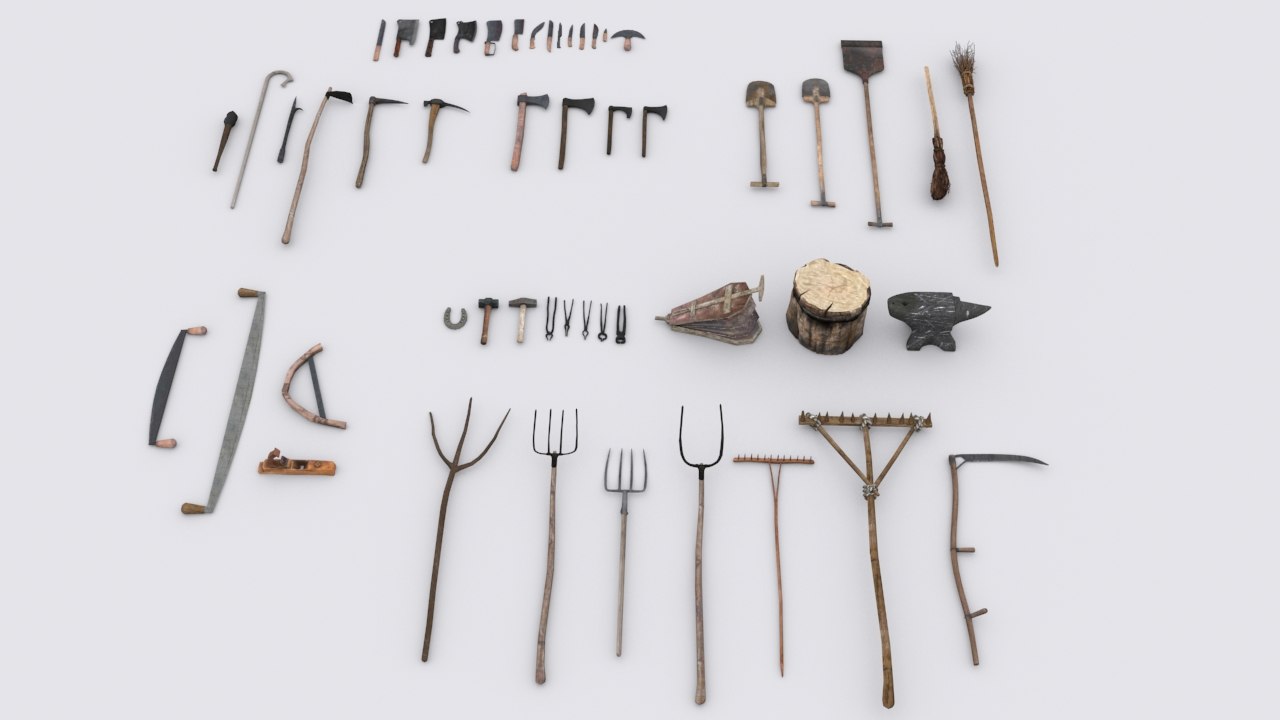 51 medieval village hand tools model - TurboSquid 1424093