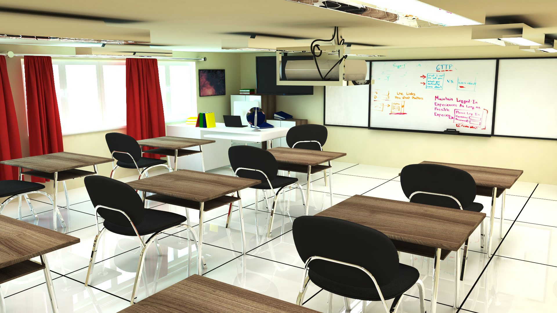 Classroom scene model - TurboSquid 1421531