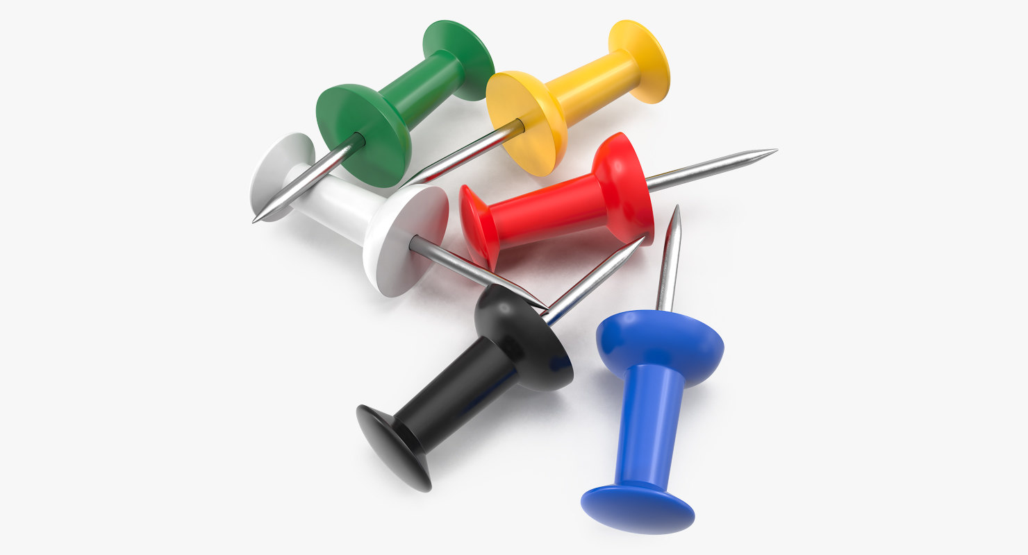 3D assorted colored push pins - TurboSquid 1425538