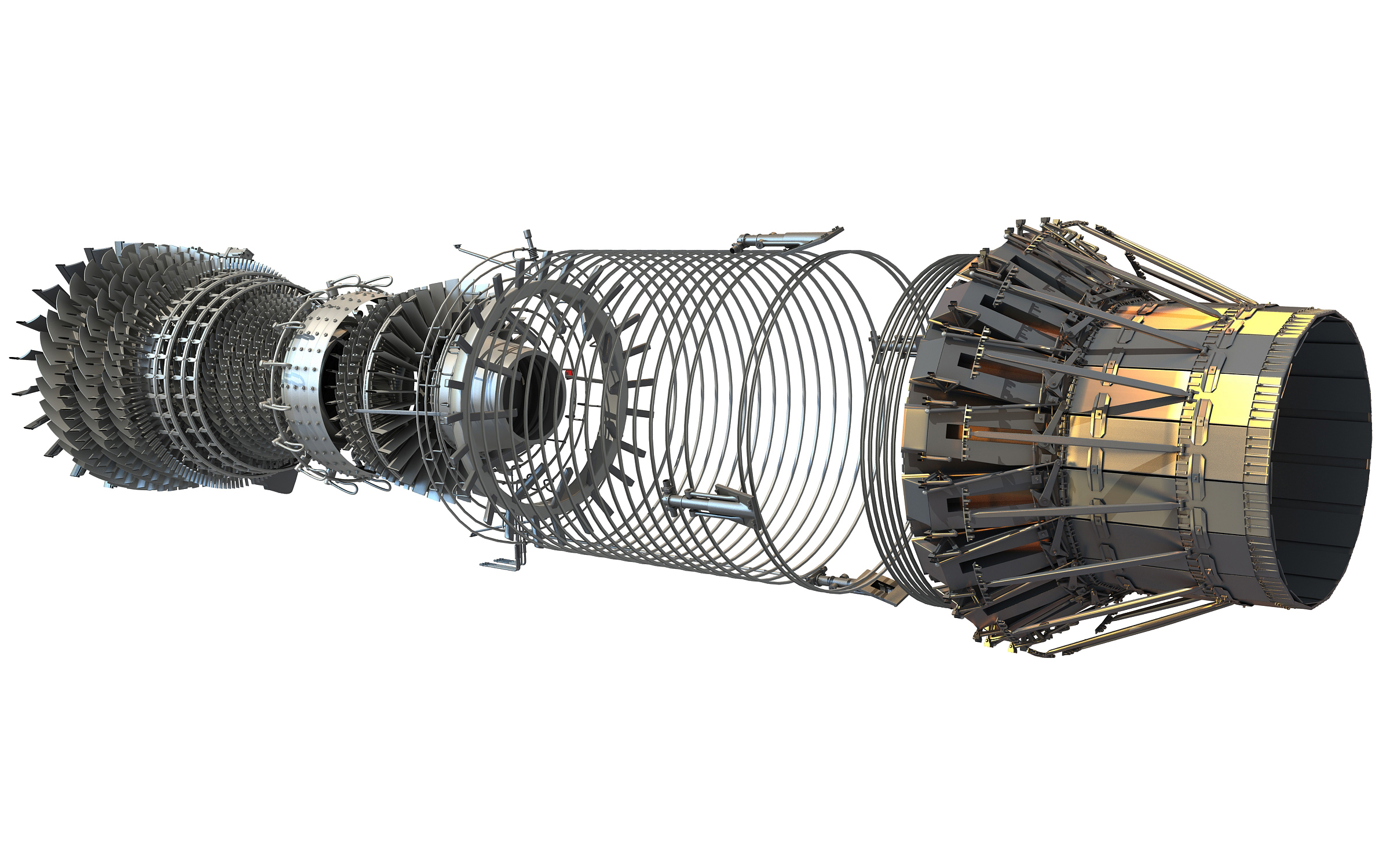 3d model pratt f100 afterburning turbofan engine