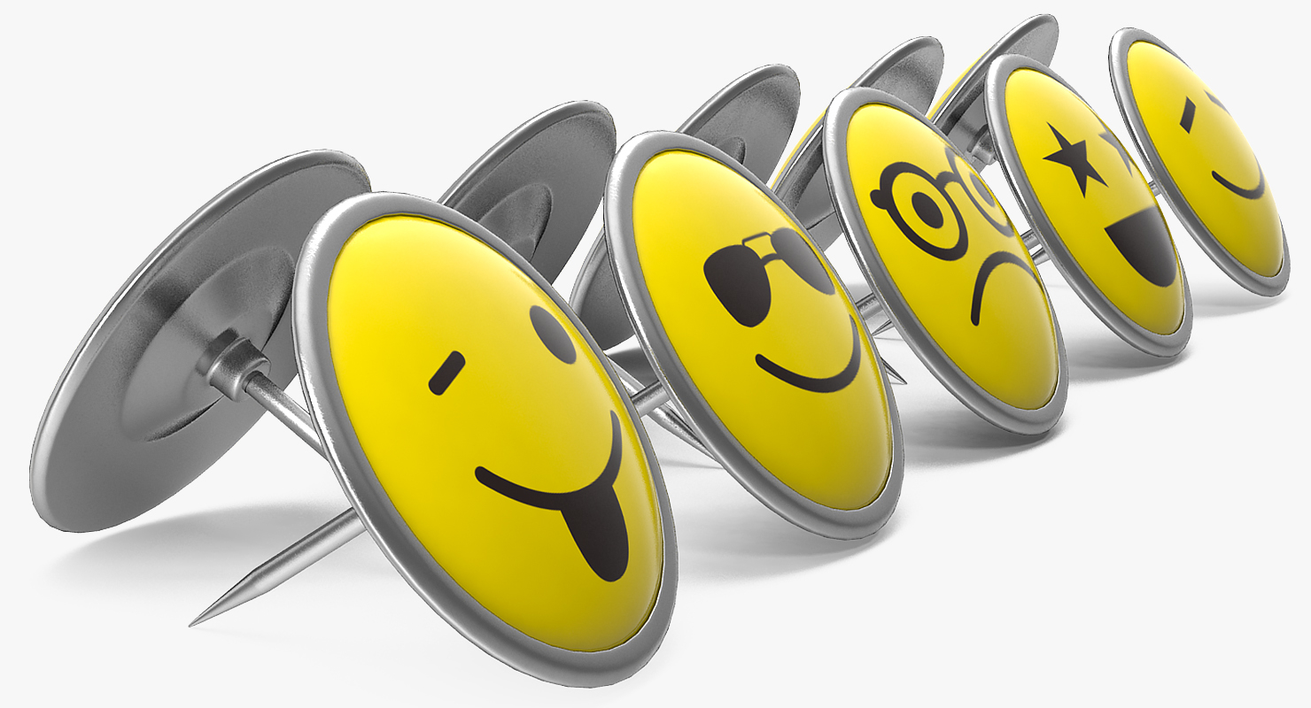 3D smiley face push pins model - TurboSquid 1425558