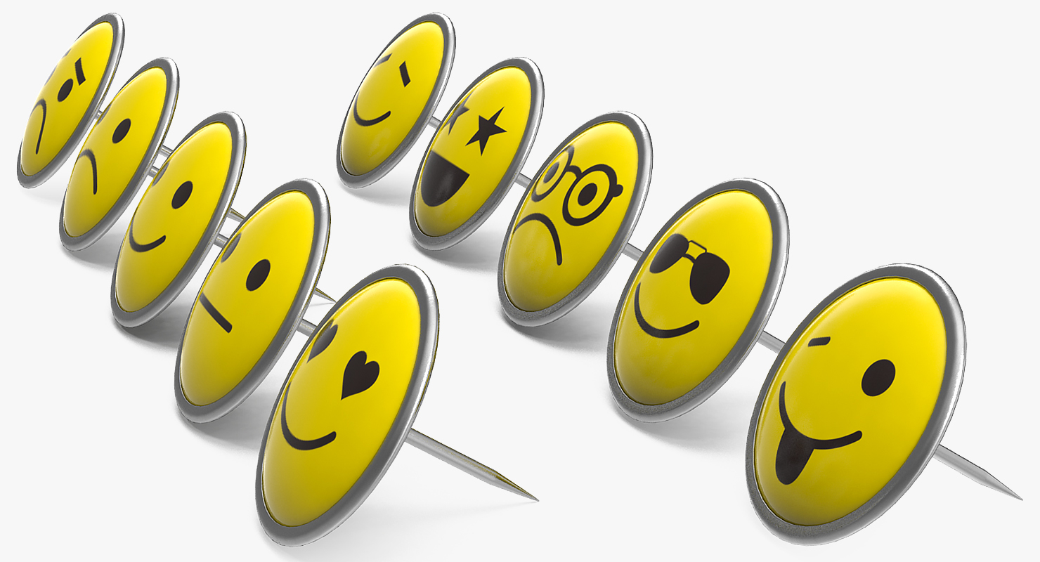 3D smiley face push pins model - TurboSquid 1425558