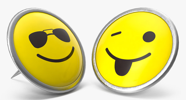 3D smiley face push pins model - TurboSquid 1425558