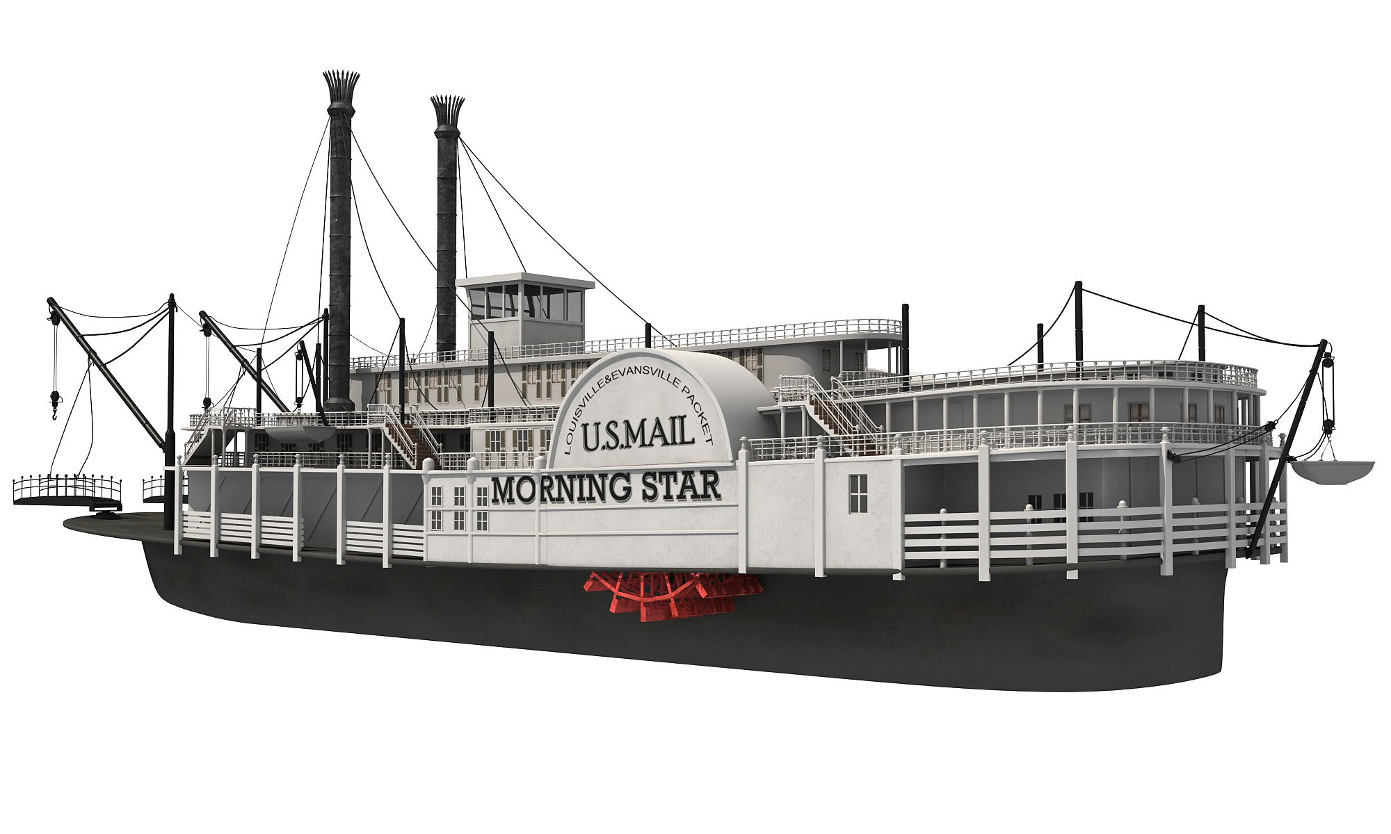 3d model historic paddle steamer river