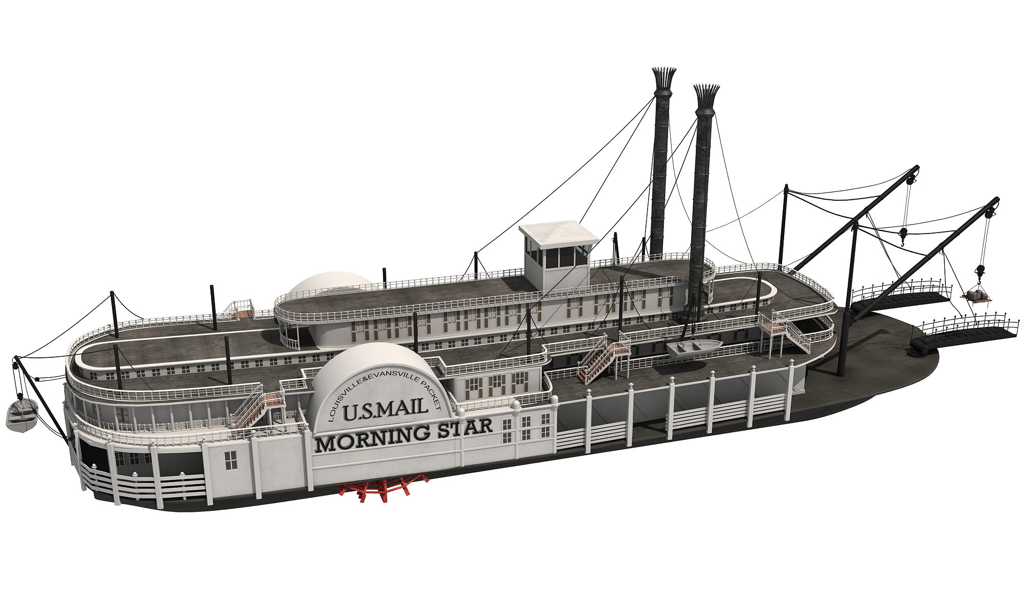 3d model historic paddle steamer river