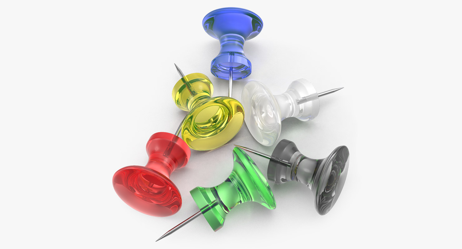3D model push pins transparent colored - TurboSquid 1426388