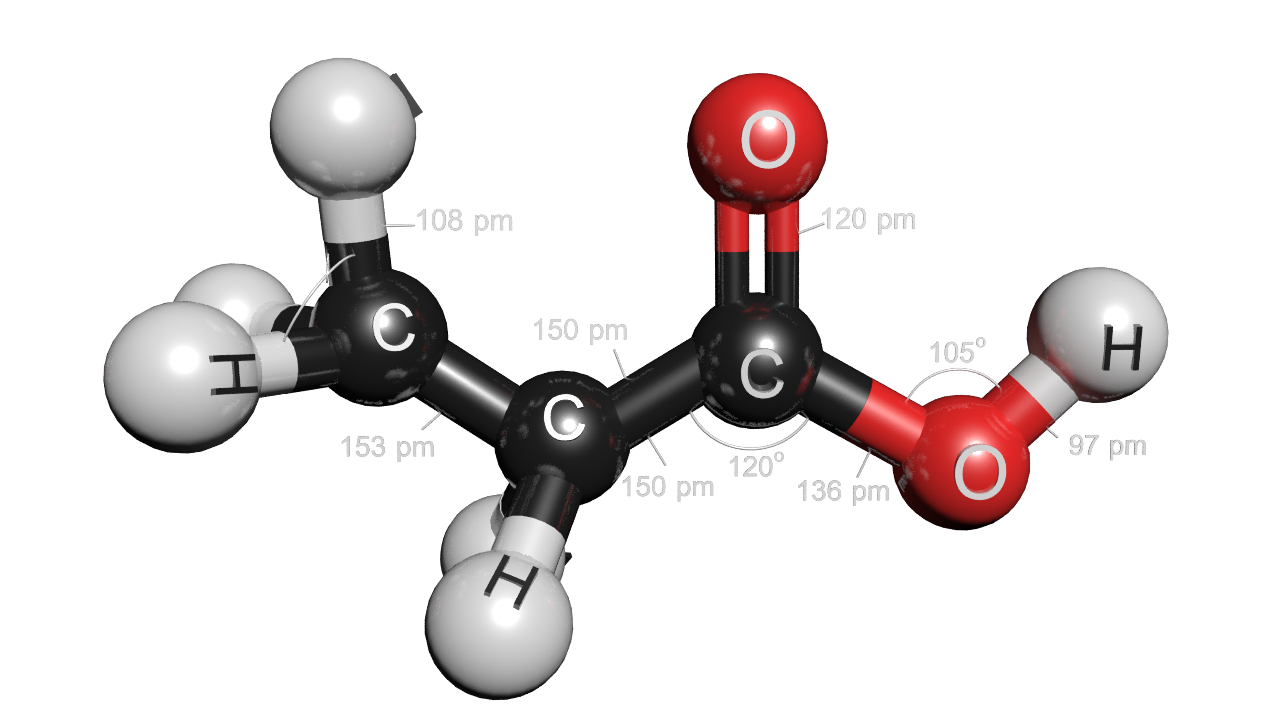 Propionic acid molecule ch3ch2cooh 3D model - TurboSquid 1426785
