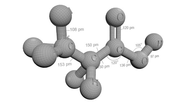 Propionic acid molecule ch3ch2cooh 3D model - TurboSquid 1426785