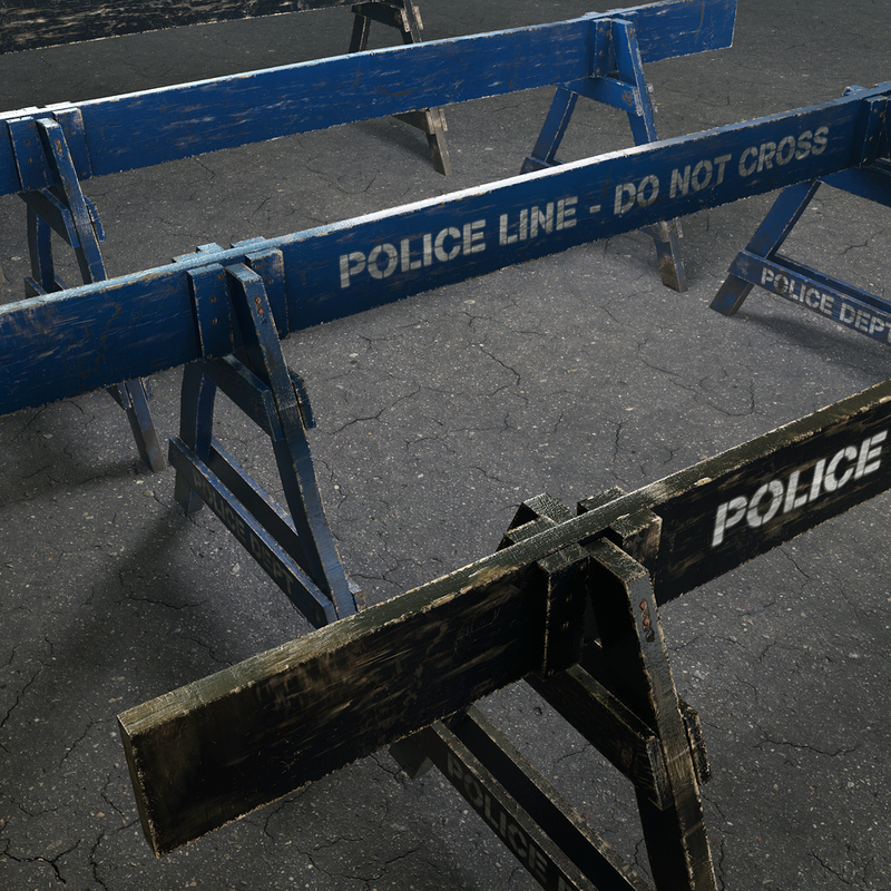 Police barrier wooden model - TurboSquid 1427741