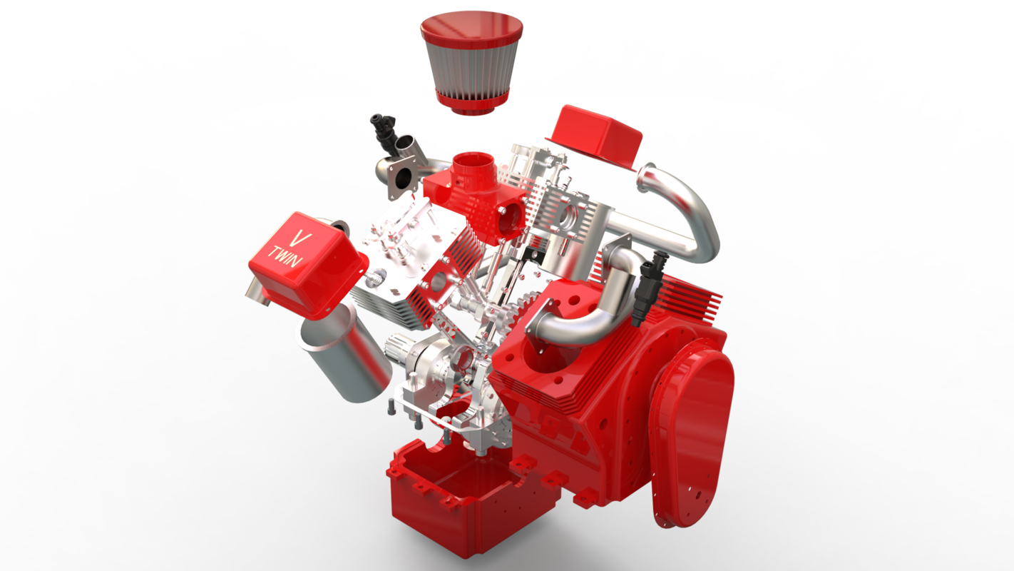 v twin asm Motor de dois cilindros Modelo 3D - TurboSquid 1427737