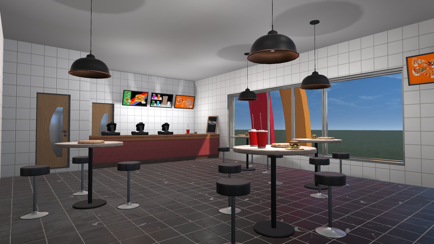 modèle 3D de Fast Food Cafe - bâtiment avec intérieur - TurboSquid 1427843