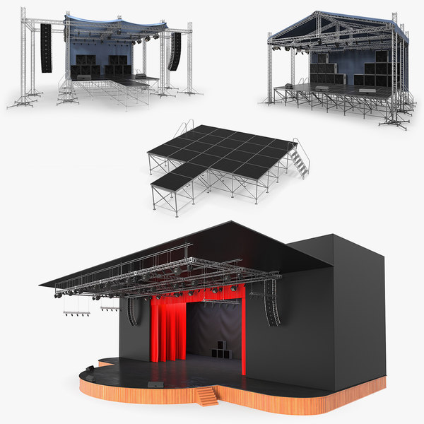 3d medieval wooden stage