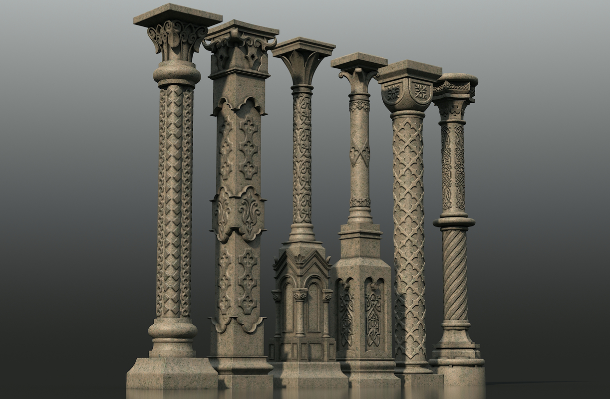 Modello 3D Collezione di colonne gotiche - TurboSquid 1428756