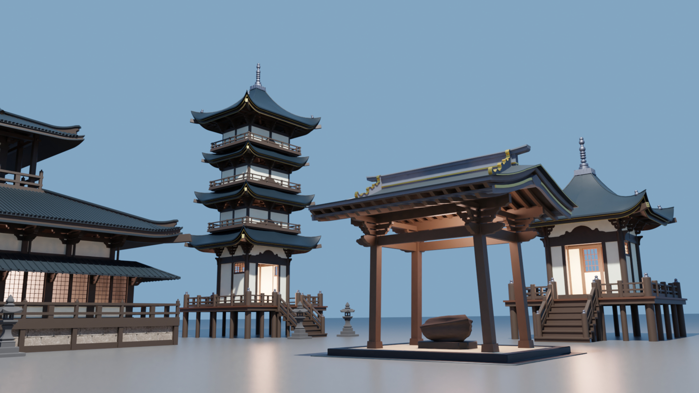 3D model set japanese temples - TurboSquid 1233128