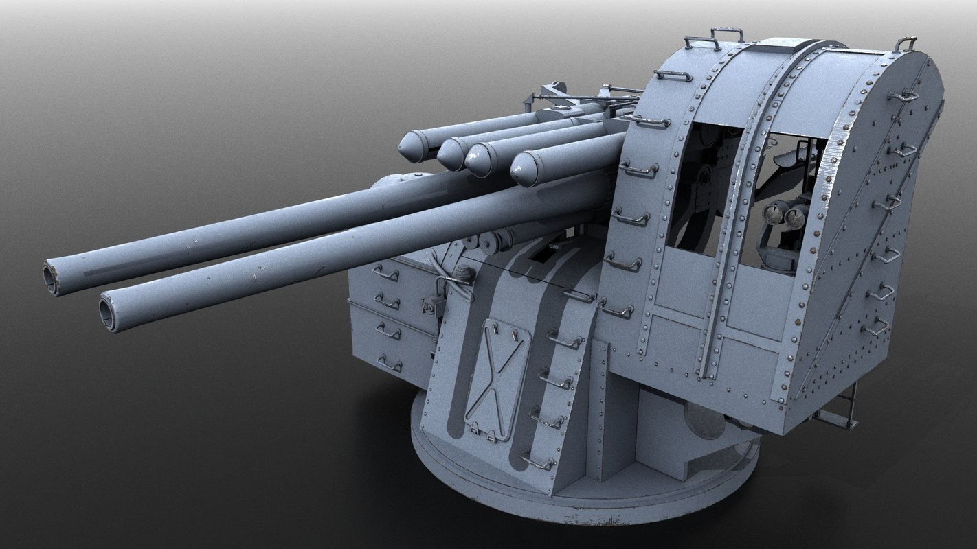 Type 89 naval gun 3D model - TurboSquid 1260106