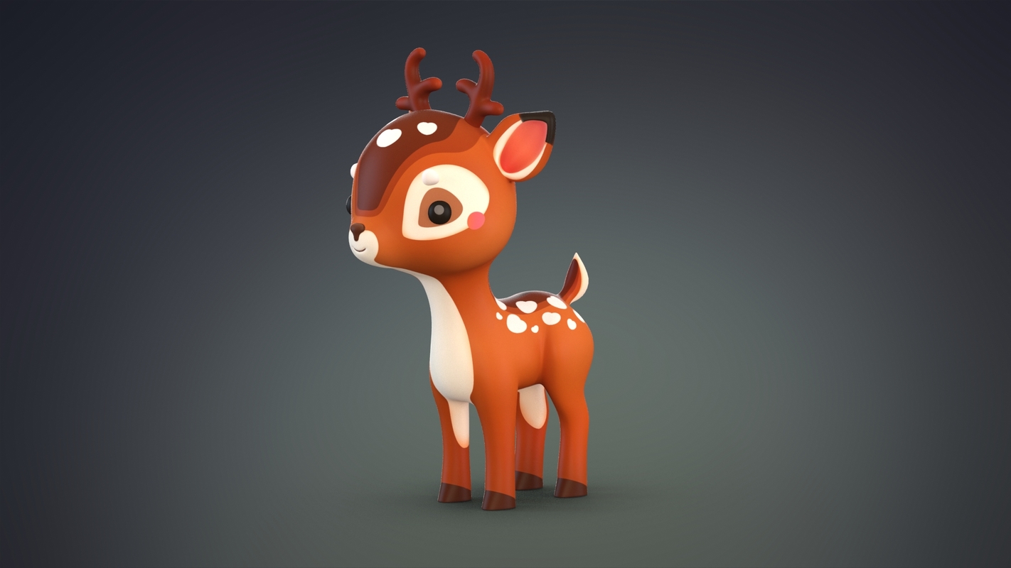 3D cute cartoon deer model - TurboSquid 1429884