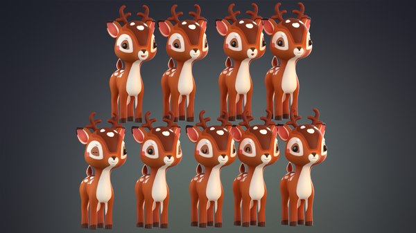 3D cute cartoon deer model - TurboSquid 1429884