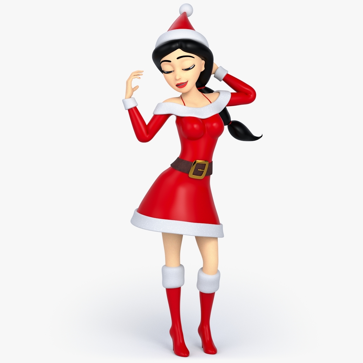 Rigged cartoon santa woman 3D model - TurboSquid 1432014