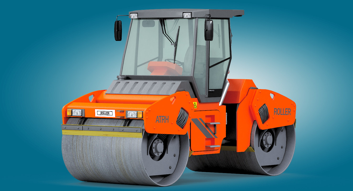 3D articulated tandem roller model - TurboSquid 1432412