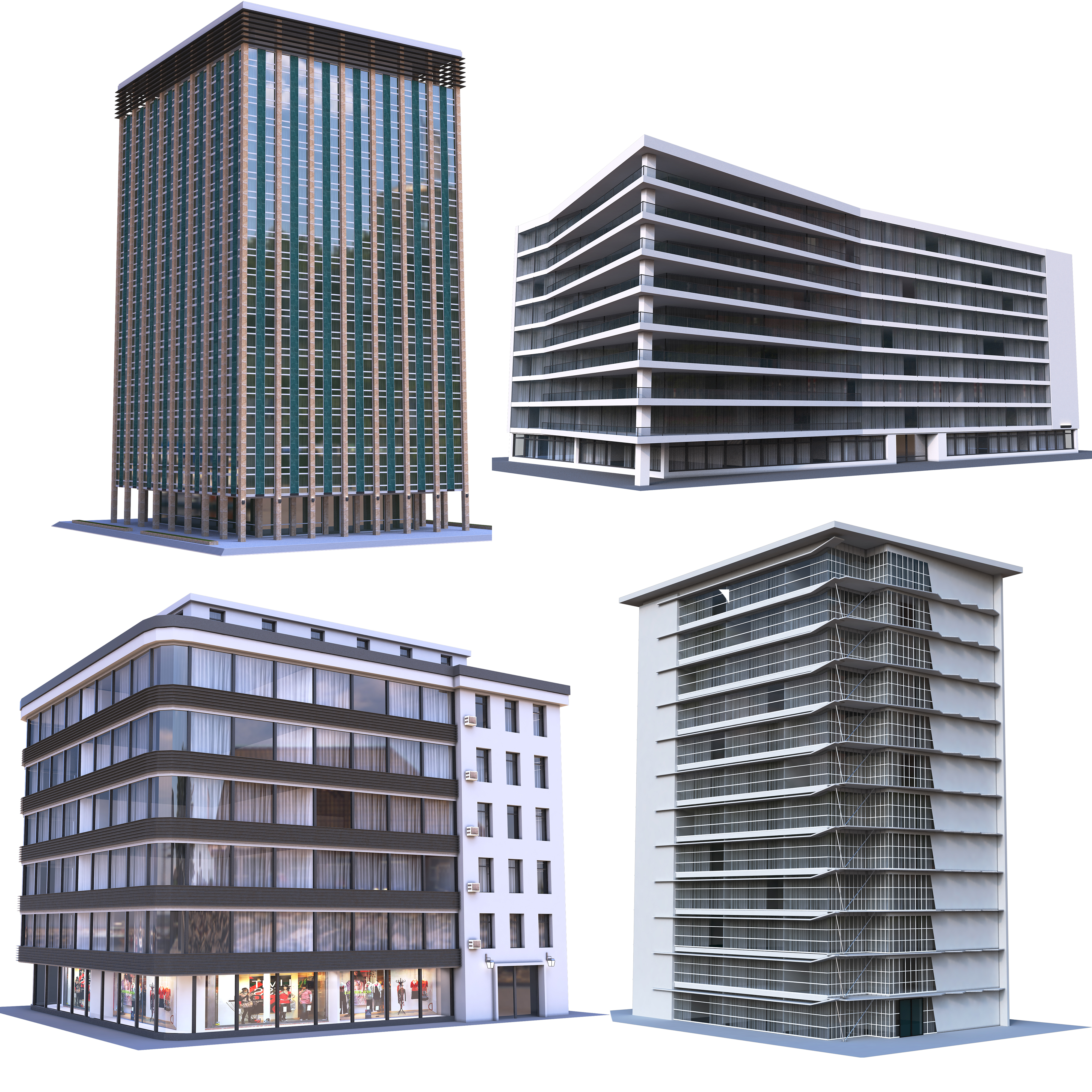 3D modern apartment buildings - TurboSquid 1432541